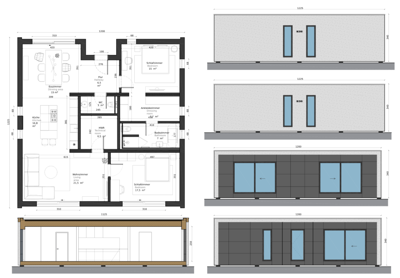 Modulhaus BLOXS LIVING 150 T - Der Gigant in Massivholzbauweise